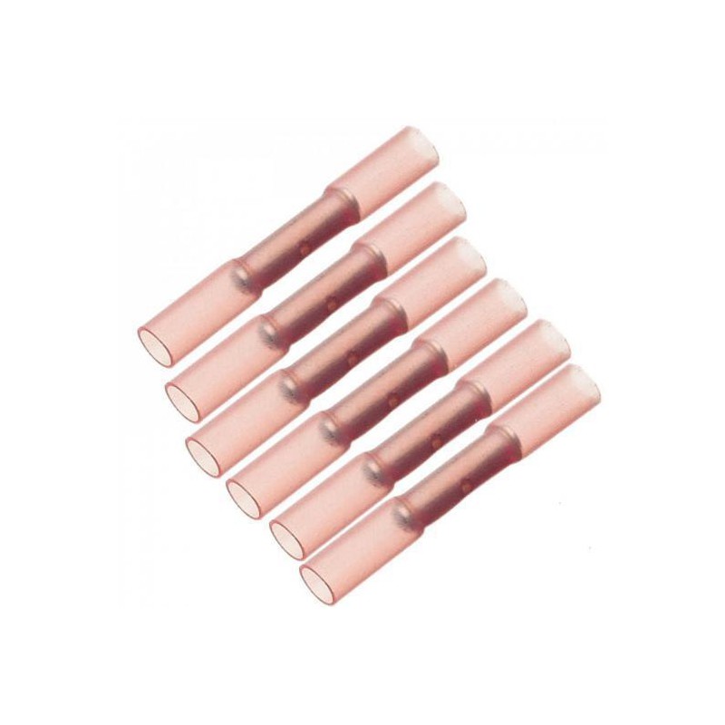 Isoleret Pressemuffe/samlemuffe 1,5mm rød - med krympeflex og lim - 100 ...